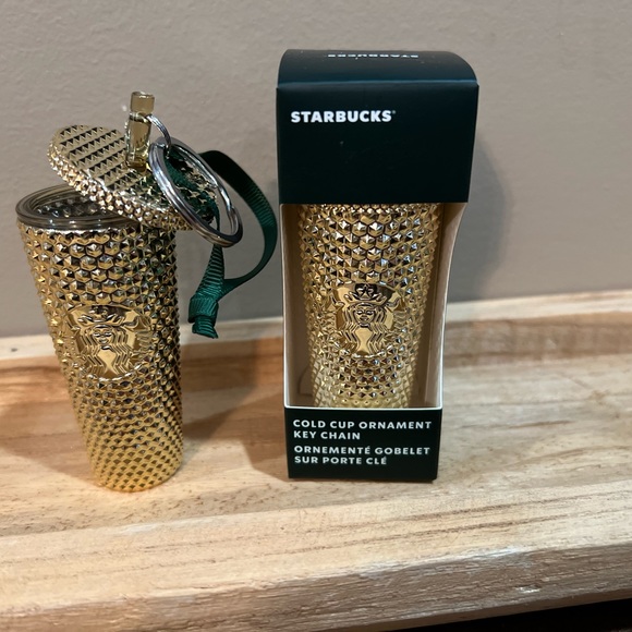 Starbucks | Other | Gold Starbucks Miniature Cold Cup Ornament Key ...